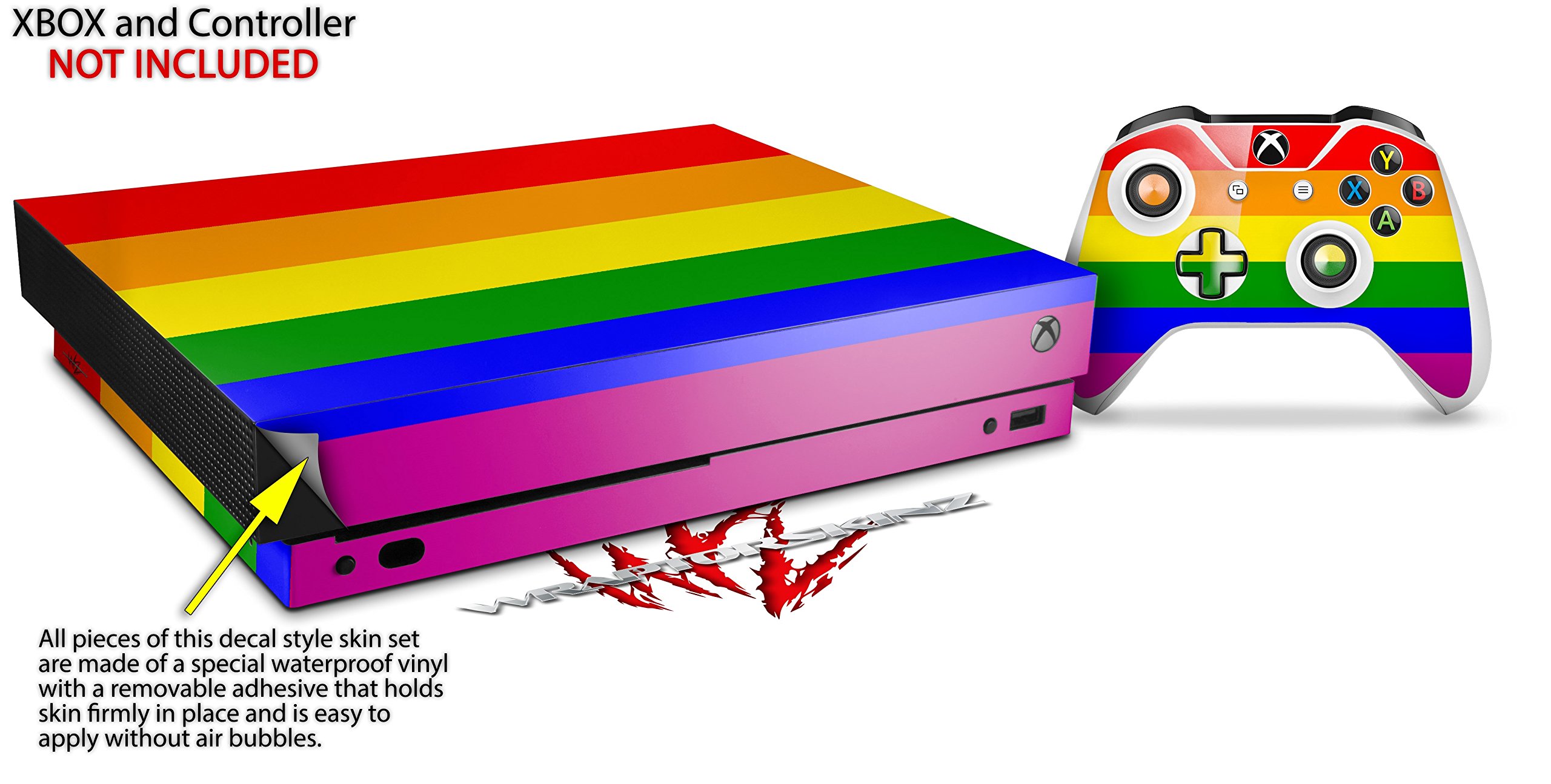 WraptorSkinz Decal Vinyl Skin Wrap Compatible with Xbox One X Console and Controller - Rainbow Stripes