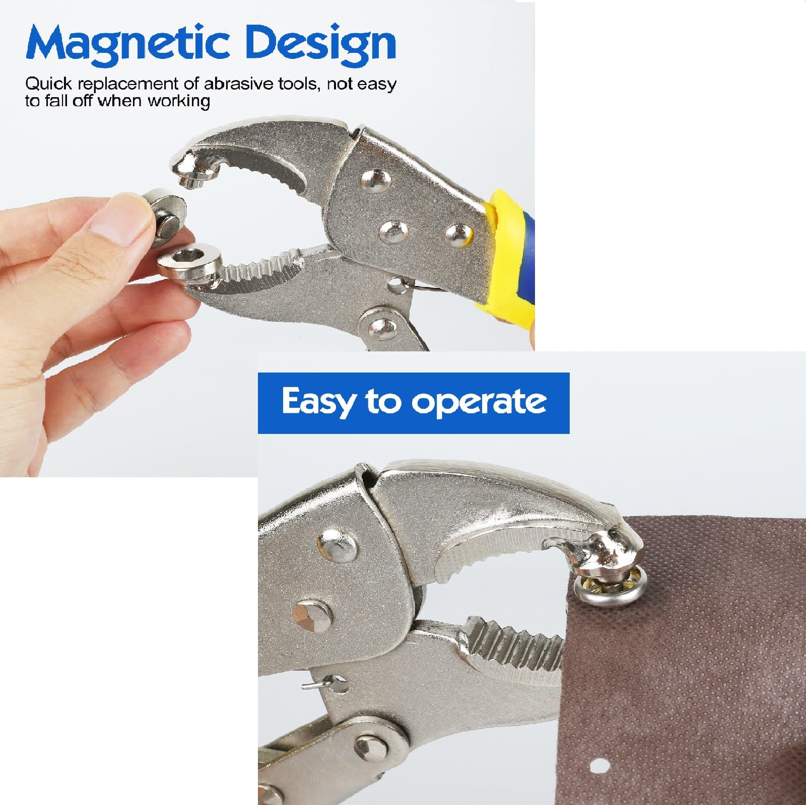 YZS Snap Button Kit Tool【Upgraded 3 Dies】- Heavy Duty Snap Fastener Tool, Includes 10Sets 15mm Metal Snap Buttons, Snap Tool for Replacing or Repairing Snaps on Boat Cover, Canvas, Leather, Fabric