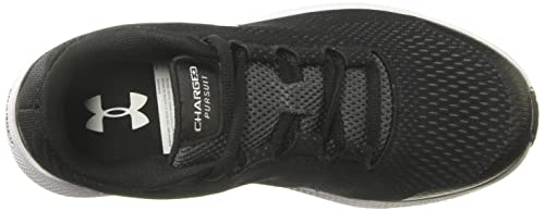 Under Armour Grade School Charged Pursuit 2 Running Shoe, Black (001)/White , 3.5