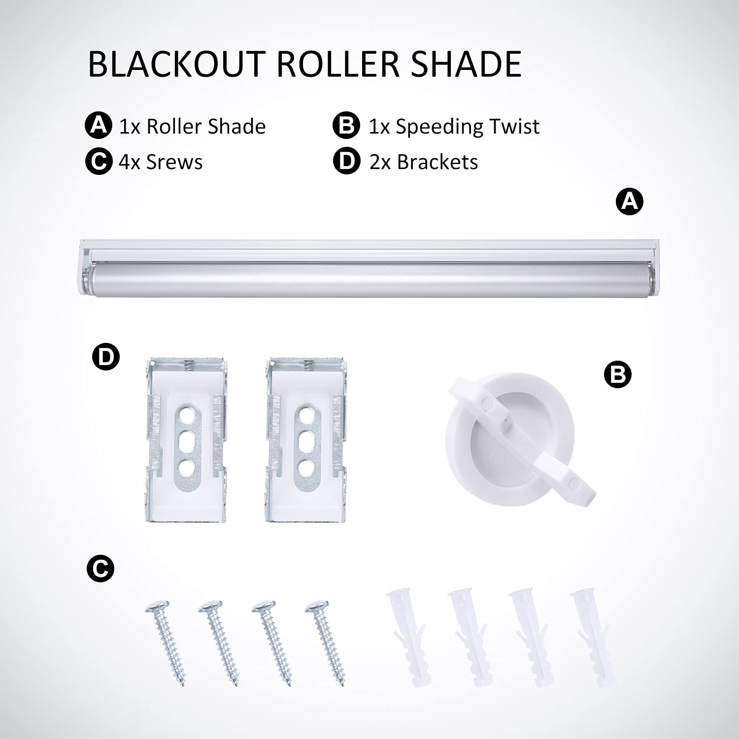 TFSKY Blackout Roller Shade Window Blinds - White, 39 x 72 Inch- Black Out 100% Light & UV, Thermal, Cordless and Easy to Pull Down & Up