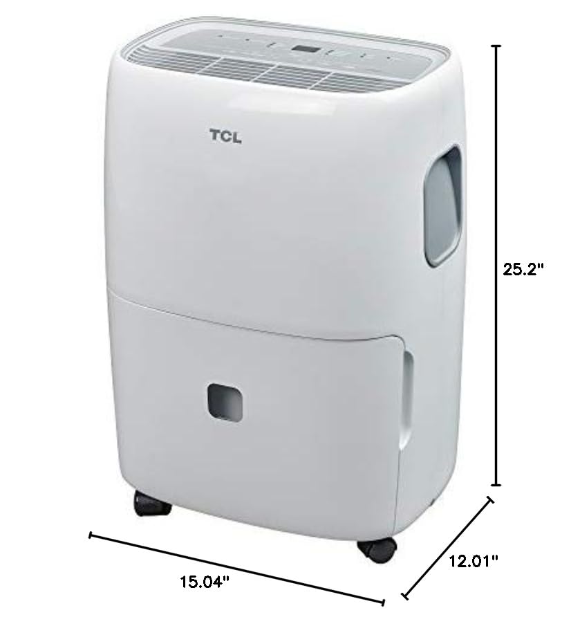 TCL Home Smart 50 Pint Dehumidifier, 4,500 Sq. Ft, App & Voice Control, Set Up in Minutes, Easy Maintenance, Basements, Bedrooms (50D91), White