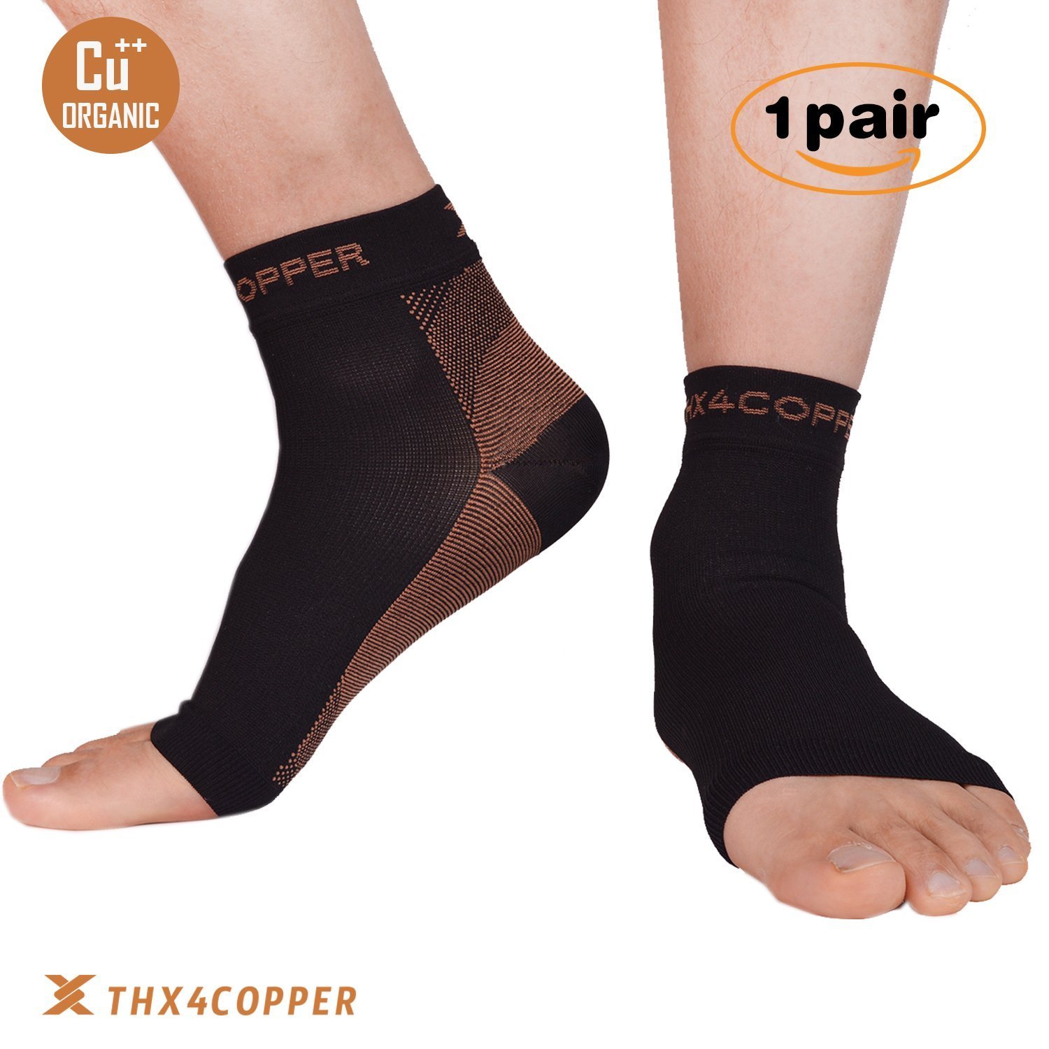 THX4COPPER Compression Recovery Foot Sleeve for Men&Women, Copper Infused Plantar Fasciitis Socks for Arch Pain, Reduce Swelling & Heel Spurs, Ankle Sleeve with Arch Support - Medium