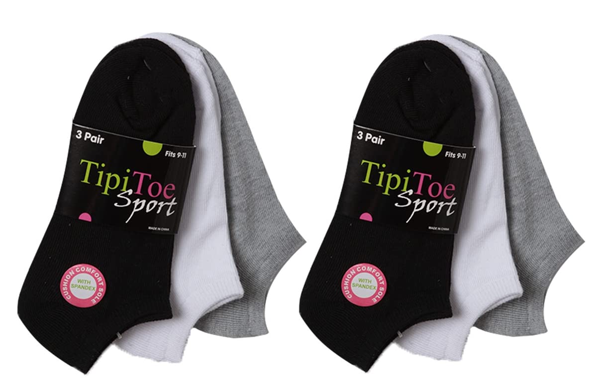 Tipi Toe Women's 12-Pairs Low Cut Athletic Sport Peformance Socks, (sock size 9-11) Fits shoe size 6-10, SP28-12