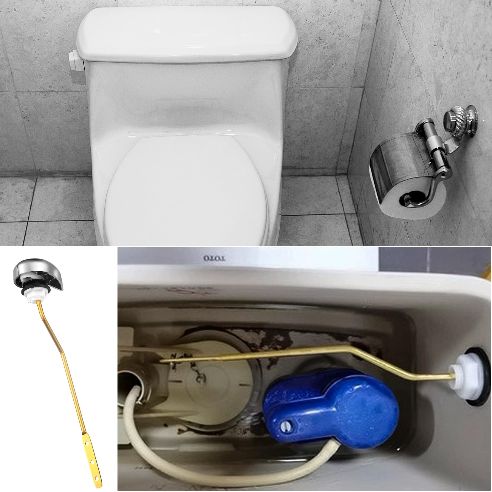 RUGLAMZHIP Toilet Handle Replacement Parts Kit, Toilet Handle Tank Flush Lever Replacement Kit, Side Mount Toilet Flush Tank Lever Handle, Toilet Flush Handle, Toilet Flush Lever Handle