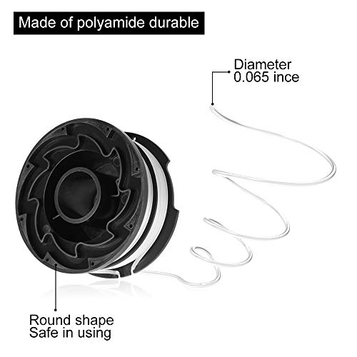 V VONTOX Dual String Trimmer Replacement Spool, Suitable for Black+Decker GH710 GH700 GH750, (36FT/ 0.065 in+11M/1.65MM Replacement Line Spool) (4 Pack)