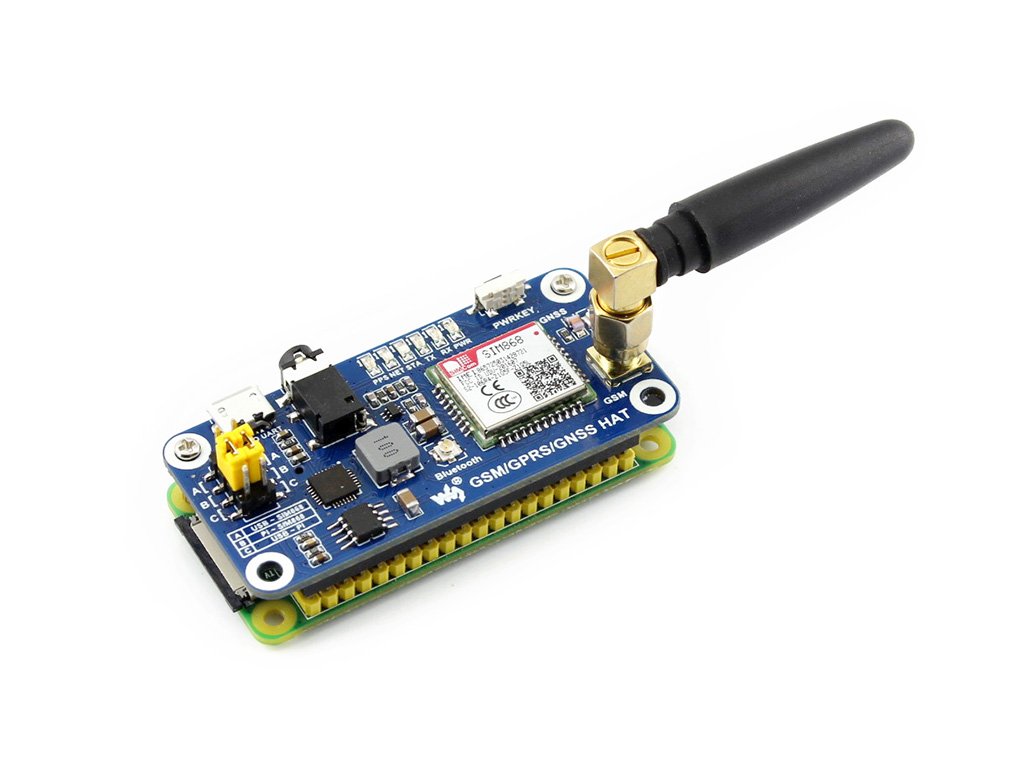 Waveshare GSM/GPRS/GNSS/Bluetooth HAT for Raspberry Pi 2B/3B/3B+/Zero/Zero W Based on SIM868 Support SMS Data Transfer ect.