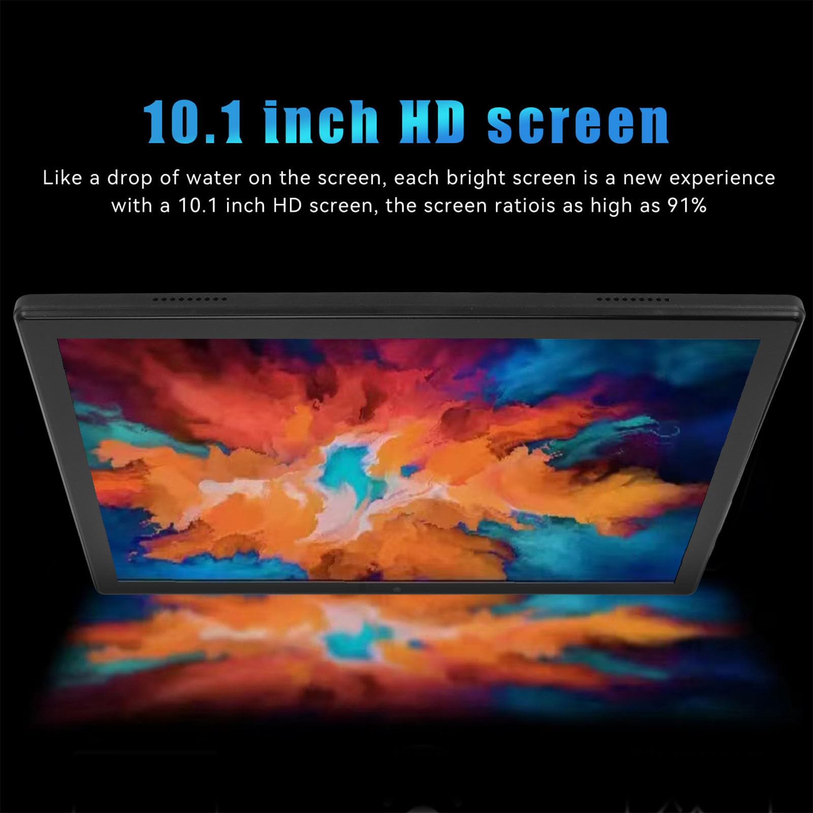 Vikye 10.1 Inch Tablet Black FHD 8GB RAM 256GB ROM Octa Core CPU Dual Camera 5G WiFi 4G LTE Tablet with Case Keyboard 100‑240V (US Plug)