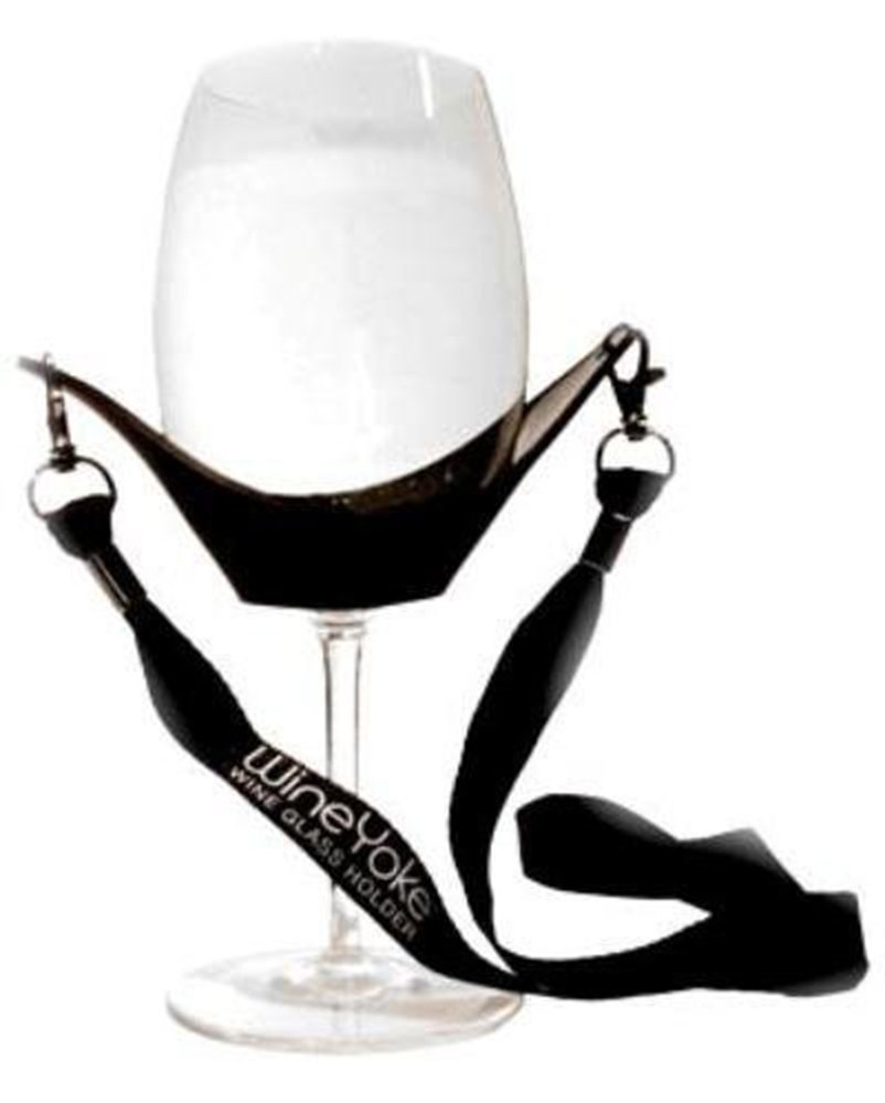 WineYoke Party Time Hand Free Wine Glass Holder Necklace - Set of 2 (Black & Burgundy)