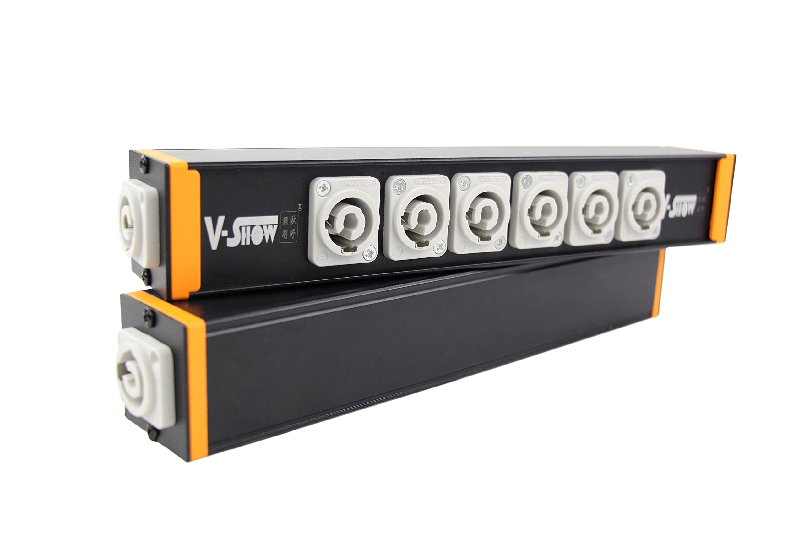 V-Show 6 Port Powercon Power Distribution Output Box, Black Stage Light Accessory (1pc