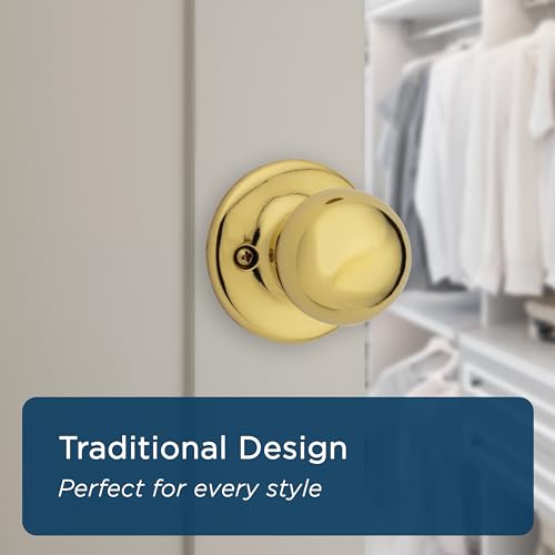 WEISER Lock GAC12 Y3 MS Yukon Dummy Knob, Bright Brass