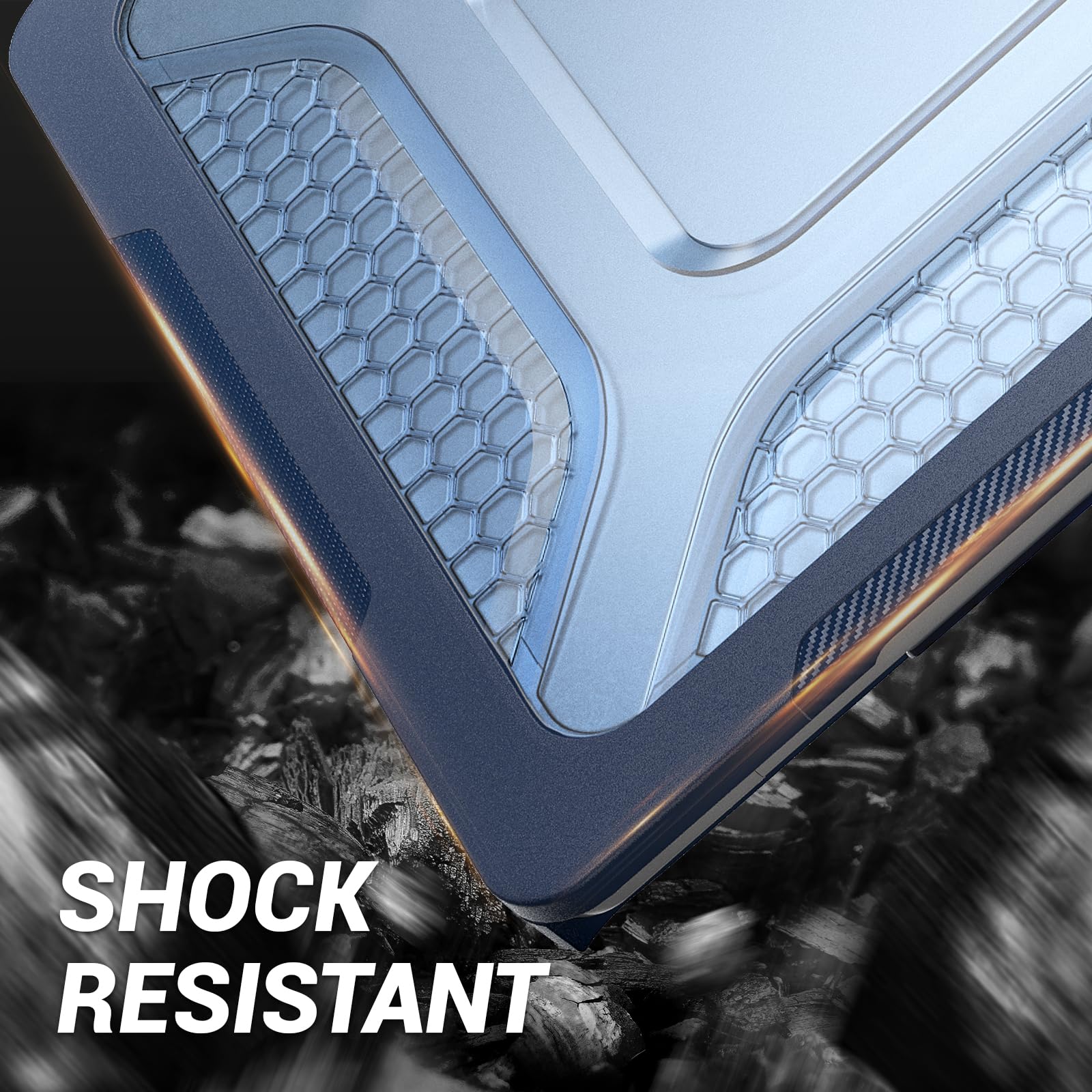 SEYMAC stock MacBook Air 15 inch Case 2024/2023 Release A3114/A2941 M3/M2 Chip, Shock-Absorbing Protection Case with Folding Stand &Mouse Pad/Bag for MacBook Air 15β A3114/A2941 M3/M2 Chip (Blue)