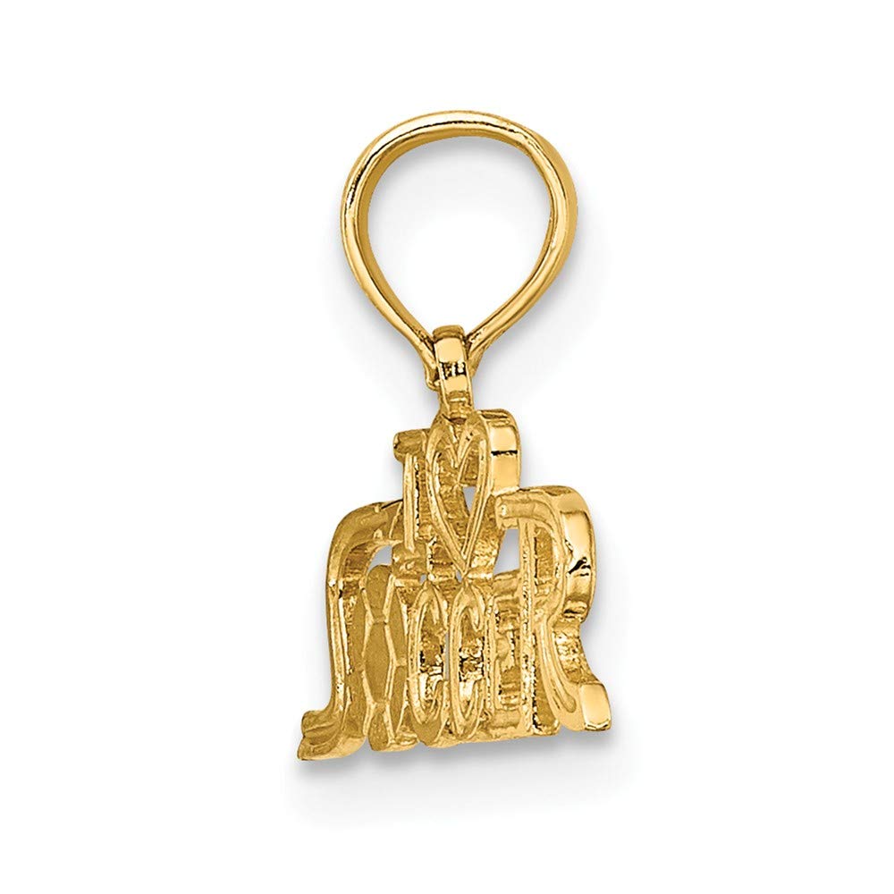Solid 14k Yellow Gold I Heart Soccer Charm Pendant - 6mm x 16mm