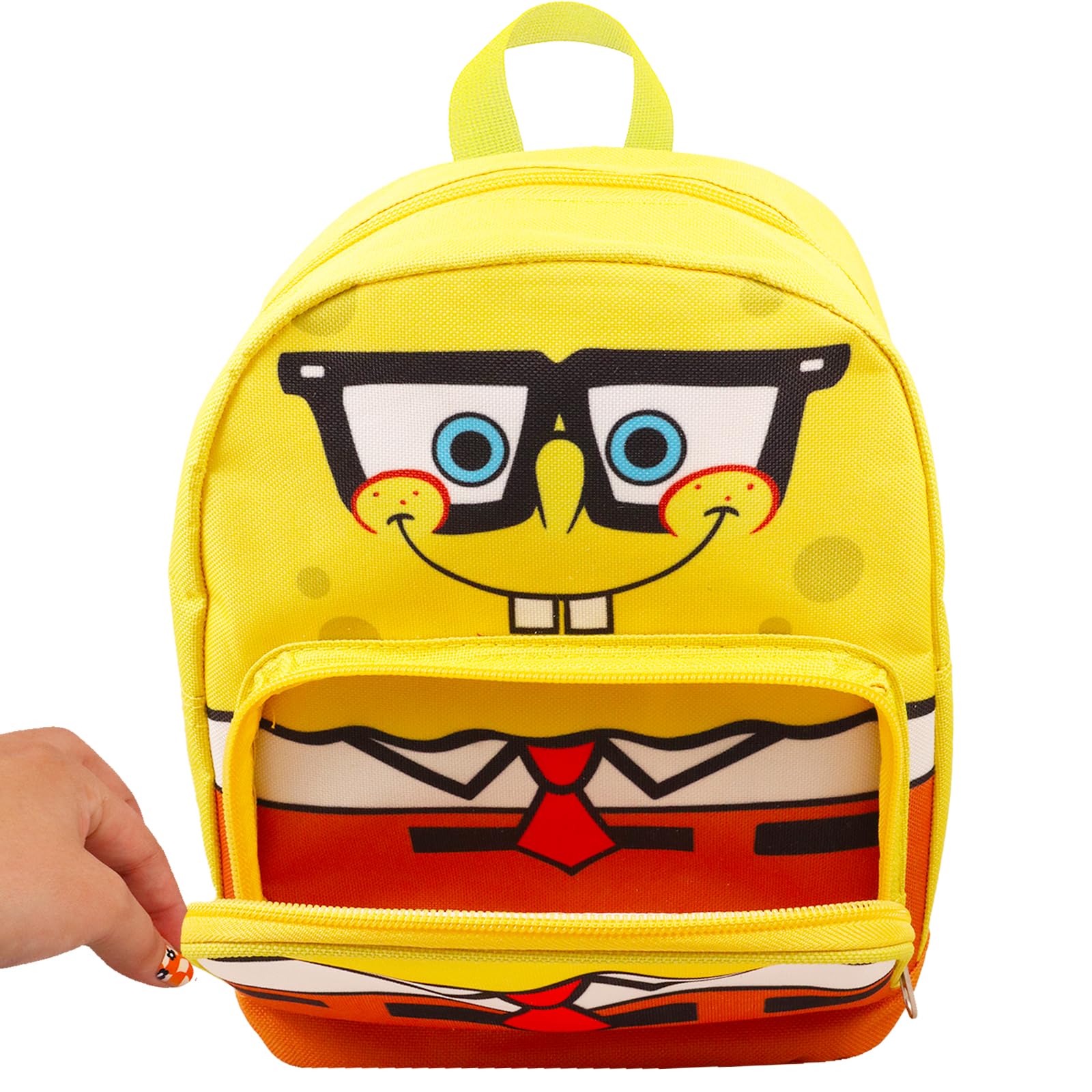 SpongeBob SquarePants Spongebob Mini Backpack for Teens - 10β Canvas Backpack with Front Pocket Plus Bookmark | Spongebob Backpack Purse Bundle