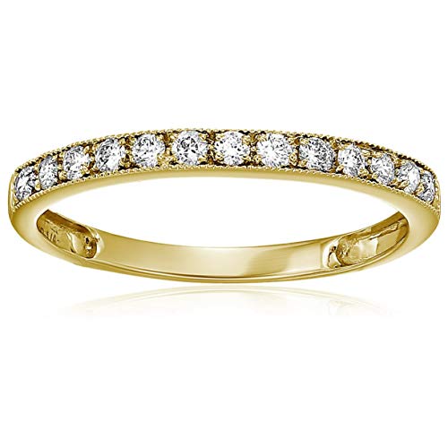VIR JEWELS 1/5 carat (ctw) Diamond Wedding Anniversary Band for Women, Half Eternity Round Diamond Engagement Ring 14K White Gold Prong Set with Milgrain 0.20 cttw, Size 7