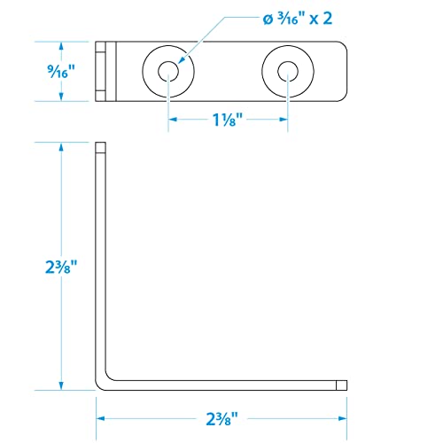 Seachoice Marine-Grade 90-Degree Angle Bracket, Polished 304 Stainless Steel, 2-3/8 in. X 1/2 in., Pack of 2