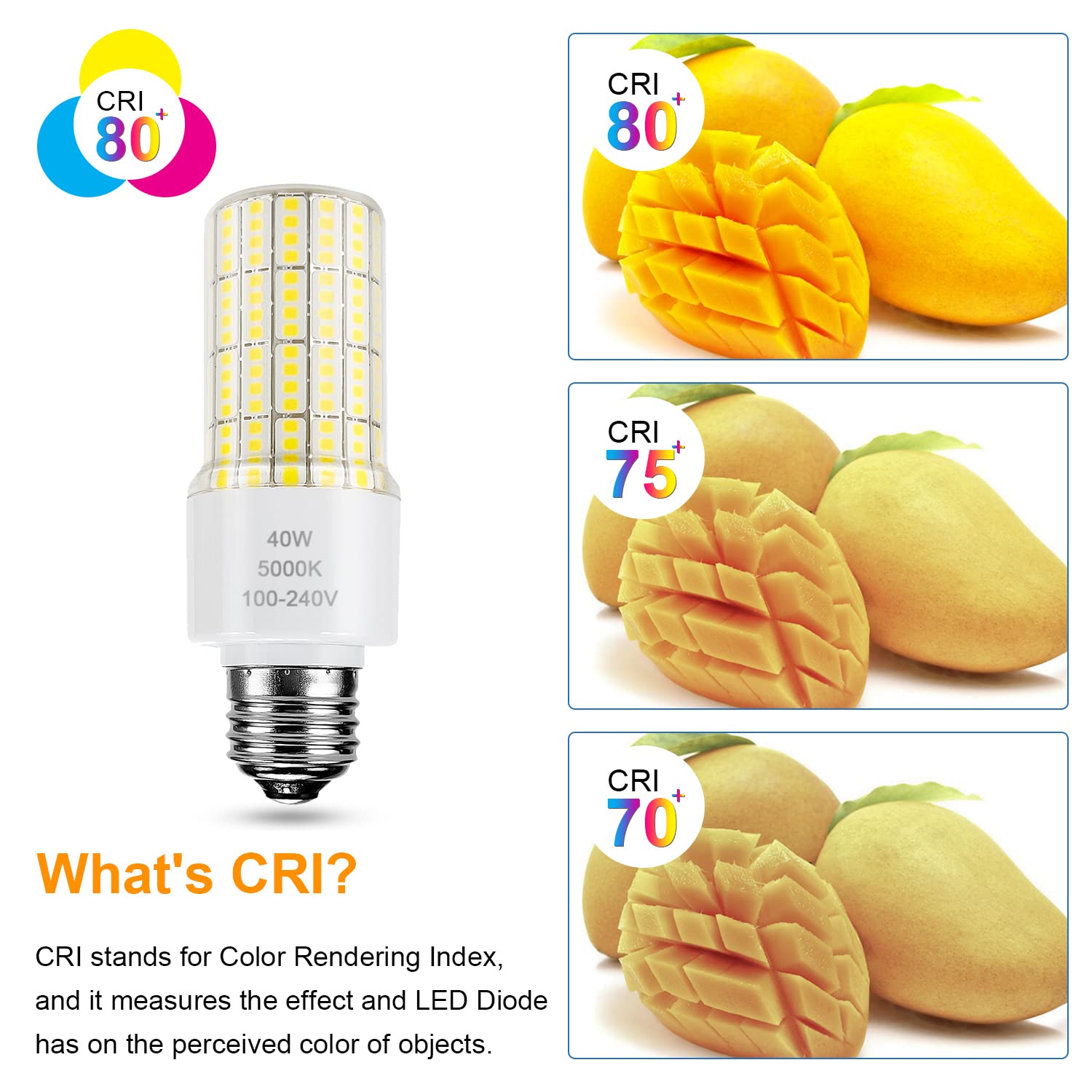 ZP 2 Pack Led Light Bulbs 5000Lm 300W Equivalent 5000K Cool Daylight White Led Bulbs E26/E27 Medium Base Led Corn Light Bulb for Outdoor Indoor Lamp Bedroom Chandelier Balcony Office Garage Warehouse