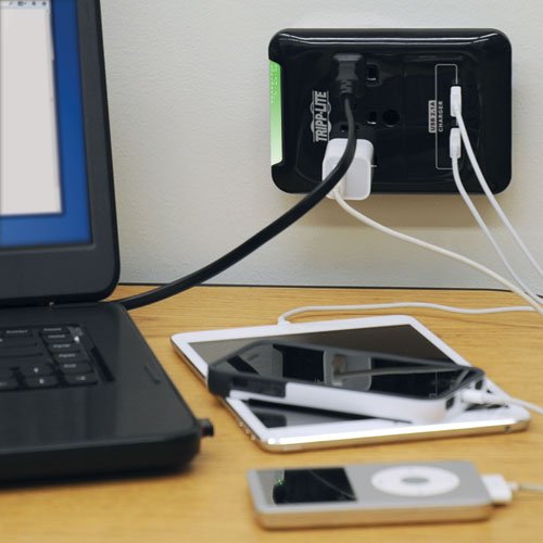 Tripp Lite 3 Outlet Portable Surge Protector Power Strip, Direct Plug in, 2 USB, & $5,000 Insurance (SK30USB) Black