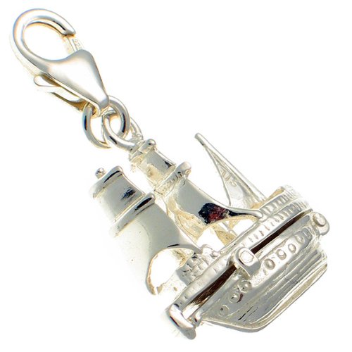 Welded Bliss Sterling 925 Silver Mayflower Sailing Ship, Opening Charm Anchor And Chain Inside. WBC1079