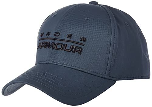 Under Armour Men's Wordmark Stretch Cap, Wire (073)/ Black, Medium/Large
