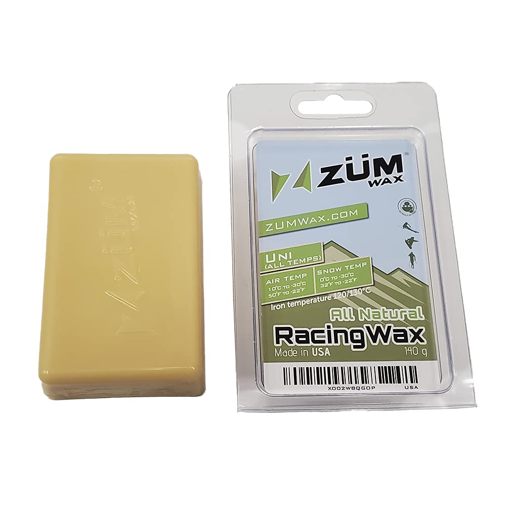 ZUMWax ALL NATURAL Biodegradable Ski/Snowboard Racing Wax - All-Temps Universal - 140 Gram - 0% Petroleum! (IRON ON, UNIVERSAL/ANY TEMP SNOW)