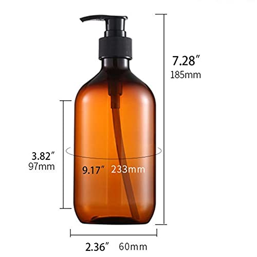 Soap Dispenser 500ml Refillable Empty Bottle Press Pump Shampoo Lotion Soap Liquid Dispenser Plastic Container,Kitchen Home Hotel Bathroom Accessories Bathroom Soap Dispenser (Color : Brown)