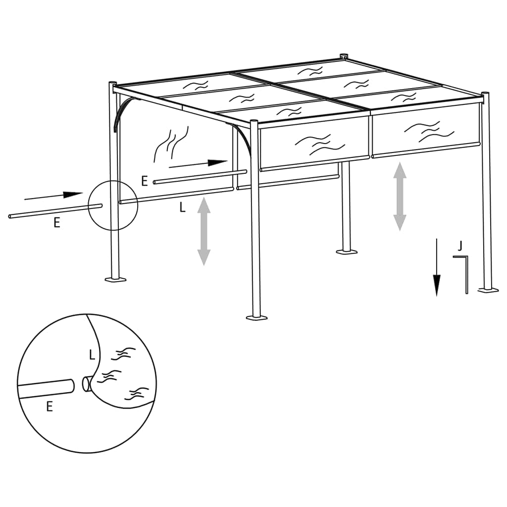 vidaXL Pergola, Outdoor Pergola with Adjustable Roof, Lean to Pergola with Retractable Sliding Canopy for Deck Porch Garden Yard, Anthracite