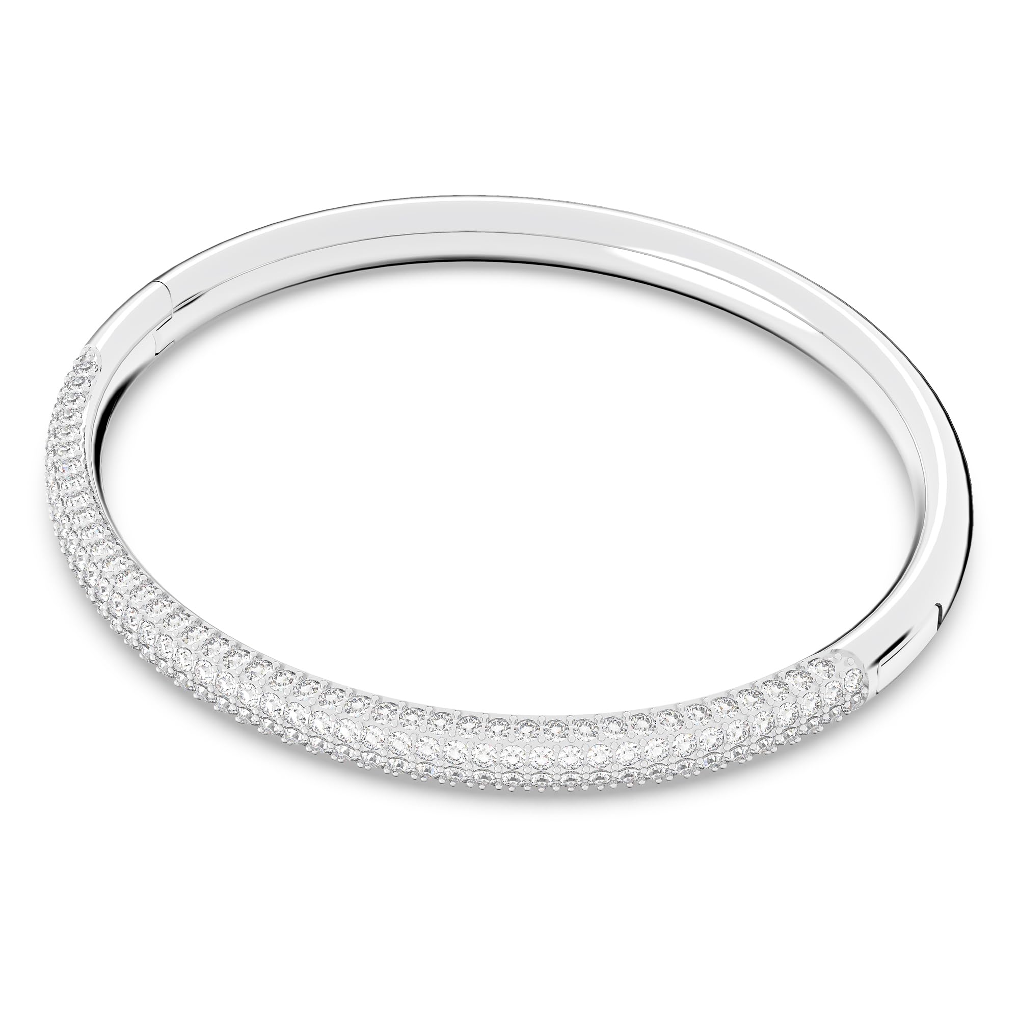 SWAROVSKI Dextera Women's Bangle Bracelet, Medium Bracelet with Clear Crystal Pavé on a Rhodium Finished Band with Hinge Closure