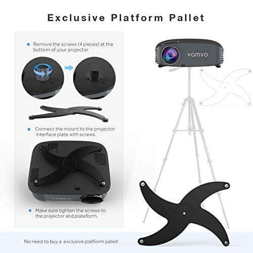 Video Projector, Outdoor Movie Projector with 200" Projection Size, vamvo Home Theater Projector with Platform Pallet, Support 1080P, Compatible with Fire TV Stick, PS4, HDMI, VGA, AV and USB (2pcs)