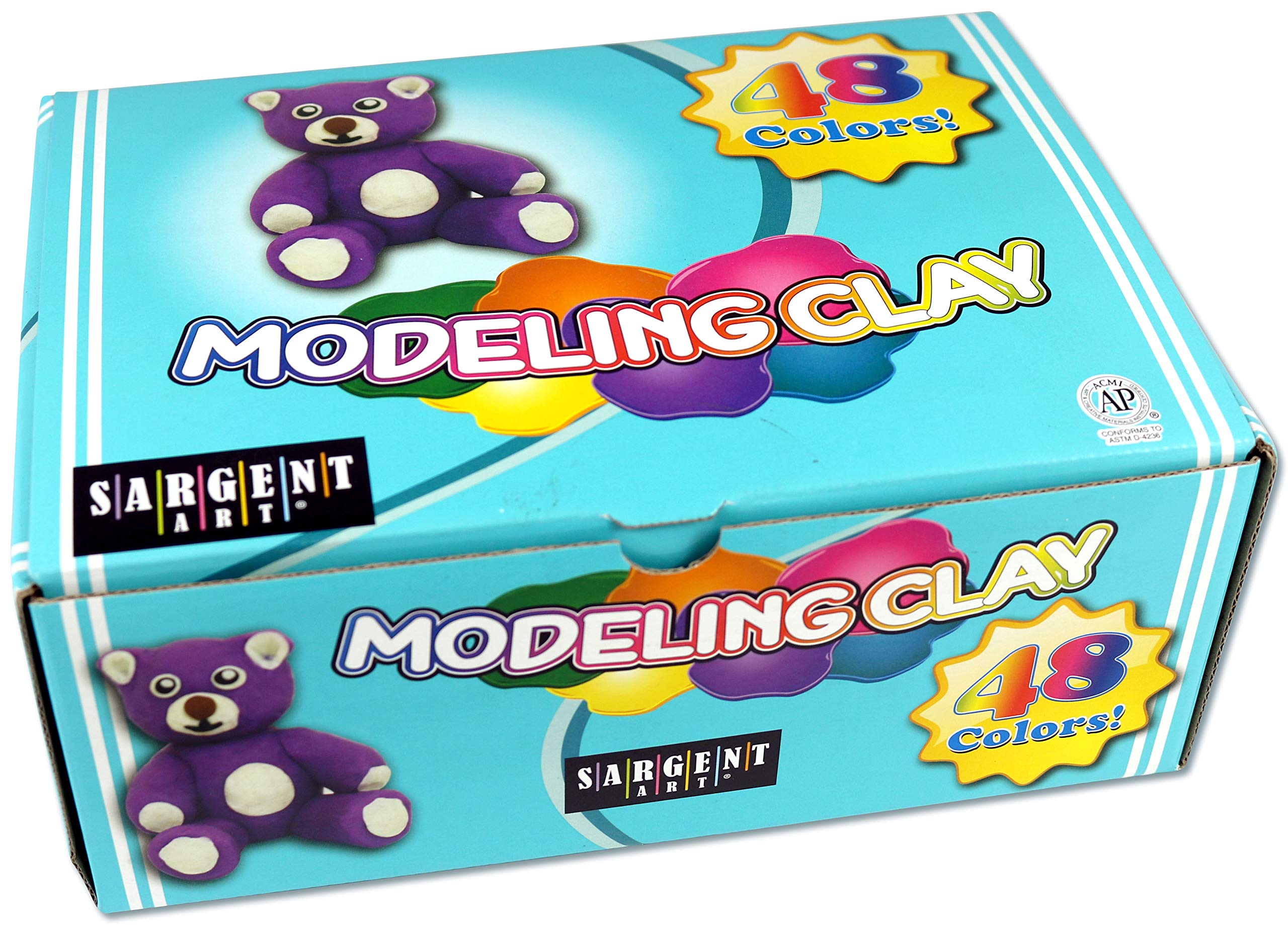 Sargent Art Modeling Clay Assorted 48 Counts, Non-Hardening and Individually Wrapped, Long Lasting & Non-Toxic, Safe for Kids