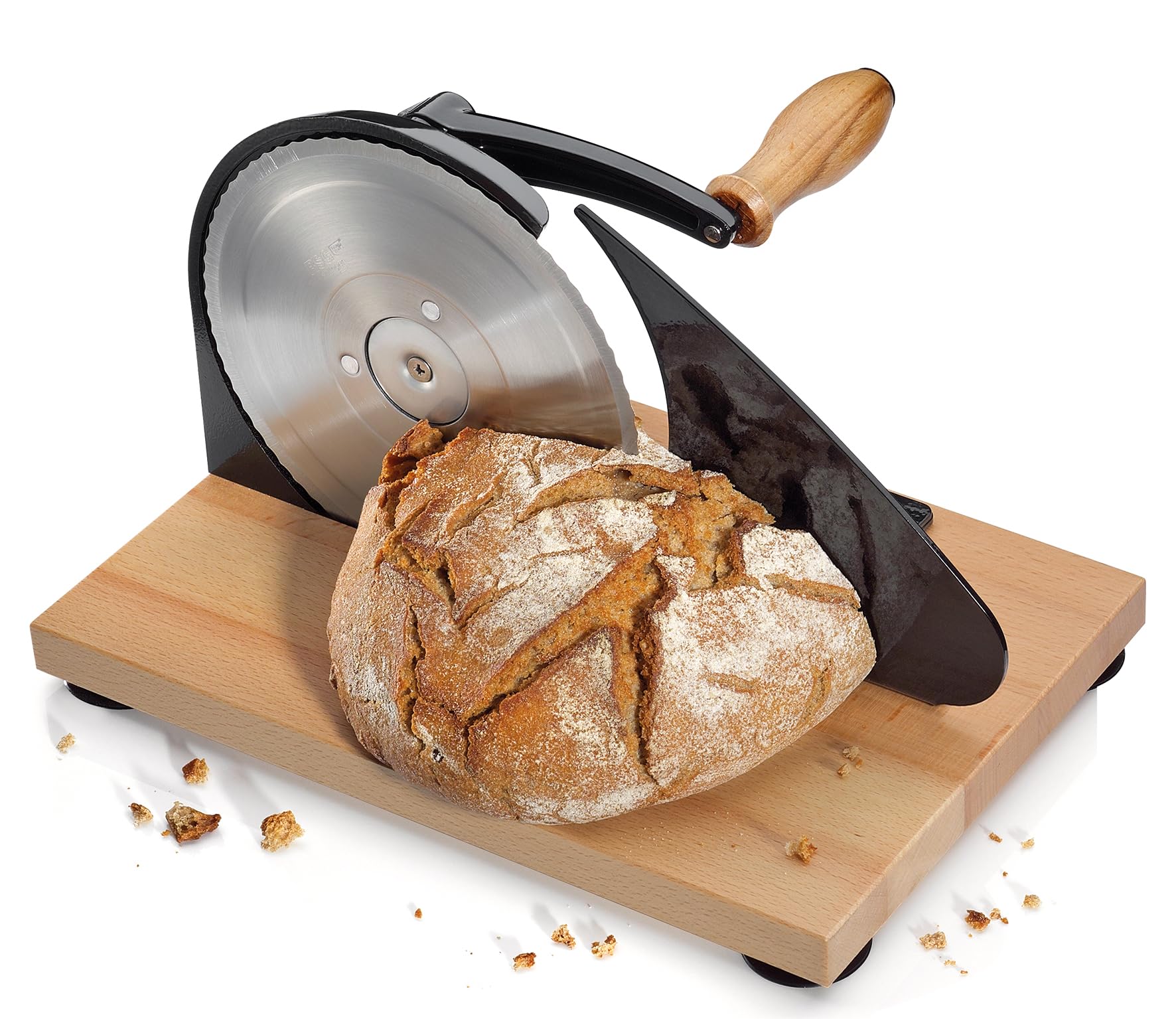 Zassenhaus Manual Bread Slicer, Classic Hand Crank Home Bread Slicer (Black) 11.75 Inch by 8 Inch