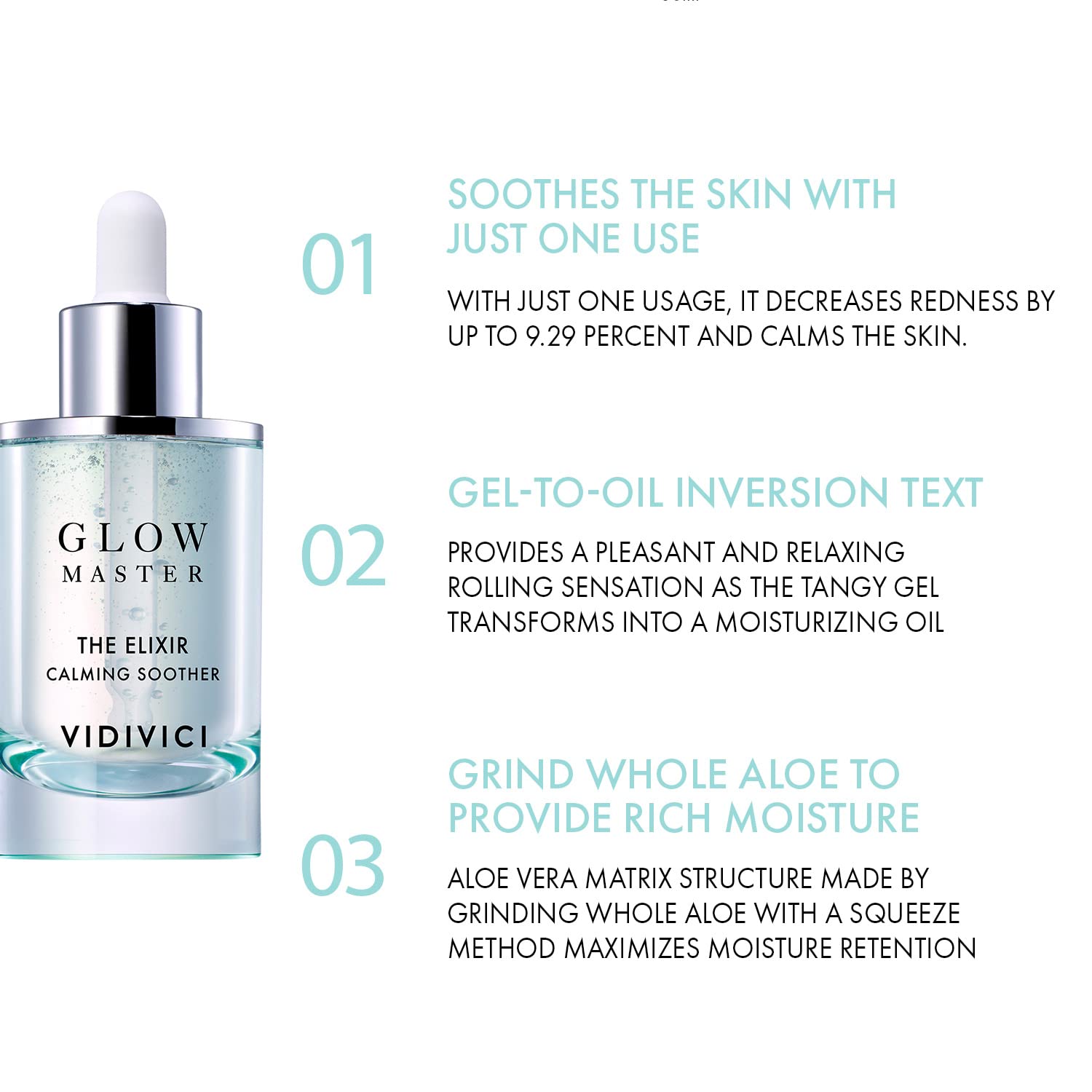 VIDIVICI Glow Master The Elixir Calming Soother - Soothing Face Serum with Aloe, Cica, and Panthenol for Sensitive Skin β Redness Relief β Moisturizing Oil Formula, 1.01 fl.oz.