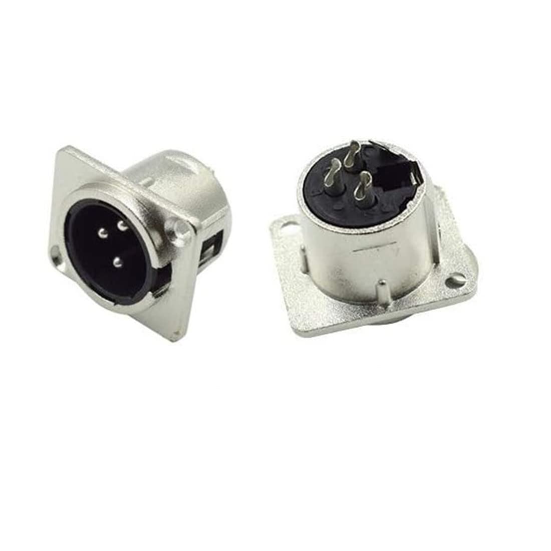 XLR Male Jack 3 Pin - Panel Mount Jacks D Series Size XLR-M Audio Speaker Microphone Connector - 5 Pack
