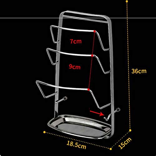 WUDILU 3 Layer Silver Anti-Fall Stainless Steel Drying Pan Pot Rack Cover Lid Rest Stand Spoon Holder Kitchen Tool