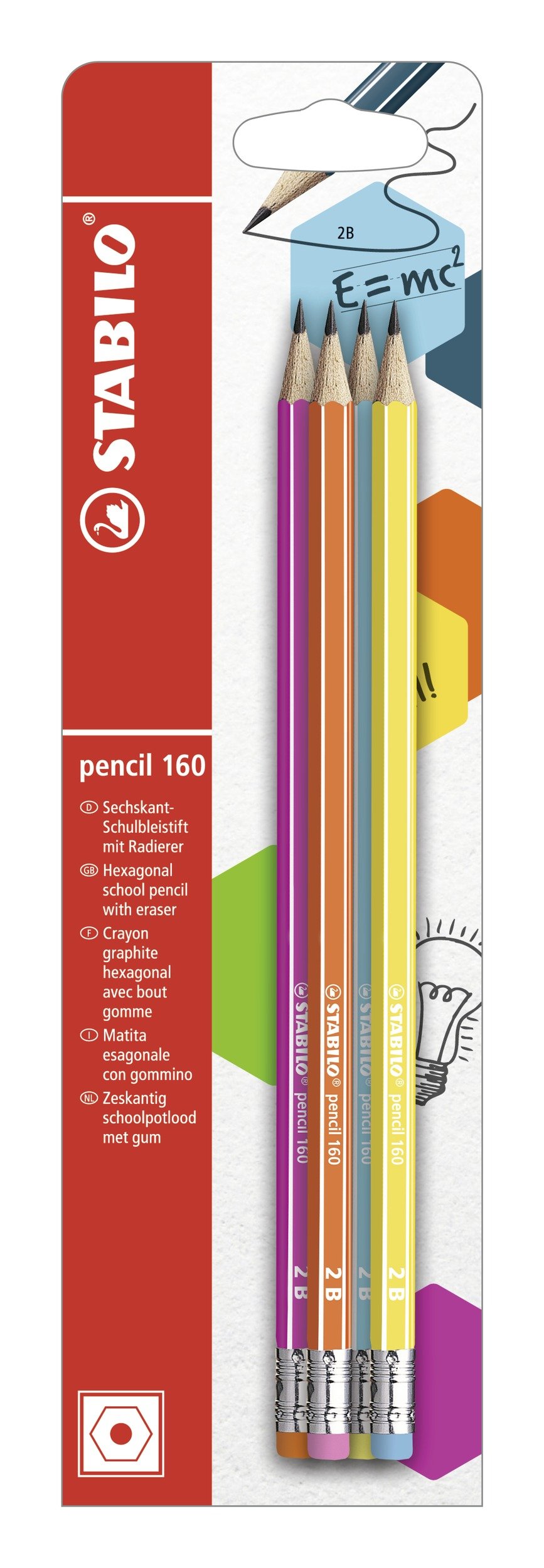 STABILO 160 2B Graphite Pencil with Eraser Tip - Petrol (Pack of 12)