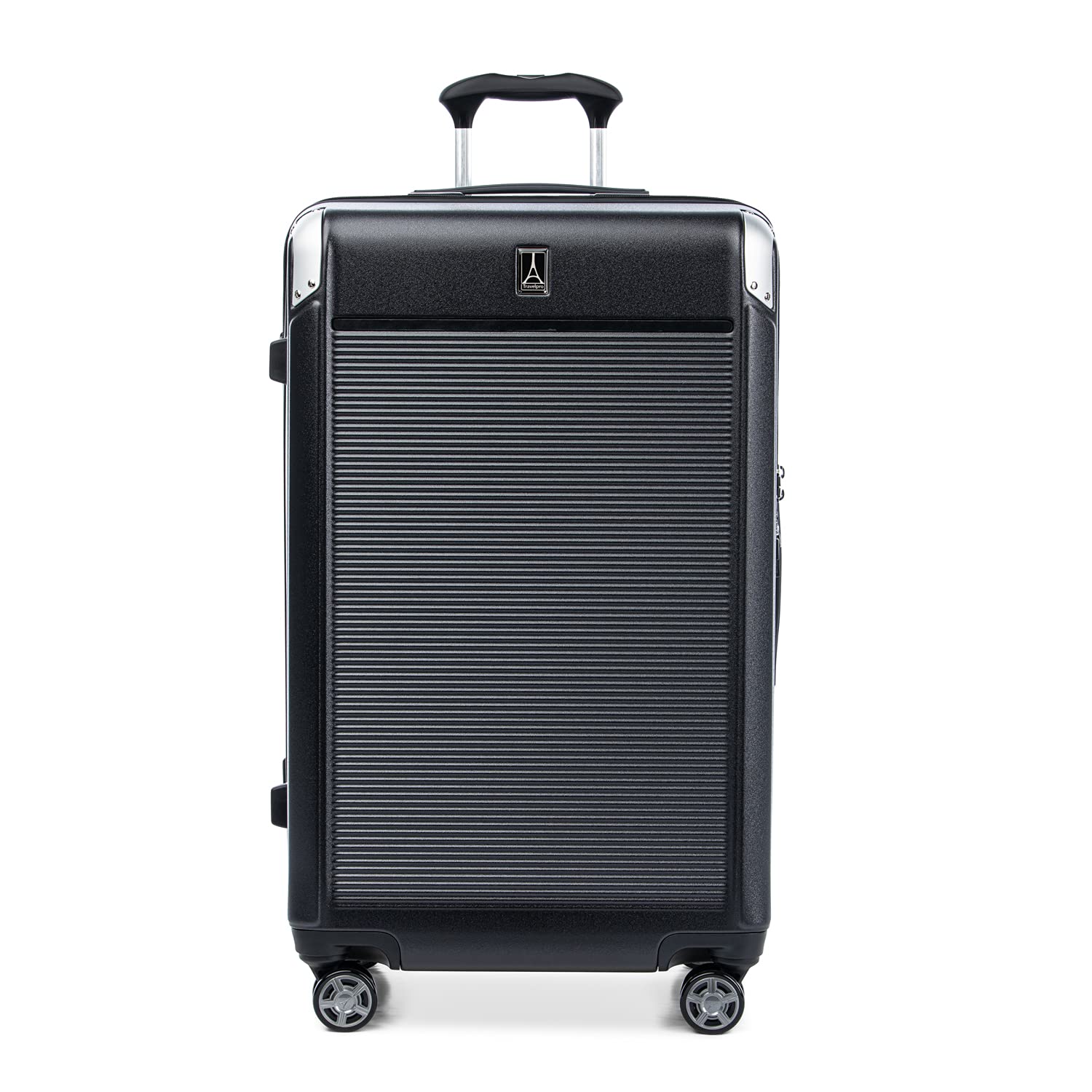 Travelpro Platinum Elite Hardside Expandable Checked Luggage, 8 Wheel Spinner, TSA Lock, Hard Shell Polycarbonate Suitcase, Shadow Black, Checked Large 28-Inch