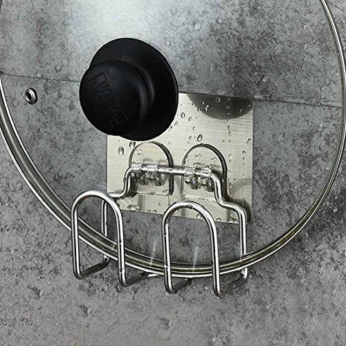 WUDILU Wall-Mounted Stainless Steel Drying Pan Pot Rack Cover Lid Rest Stand Spoon Holder Kitchen Tool