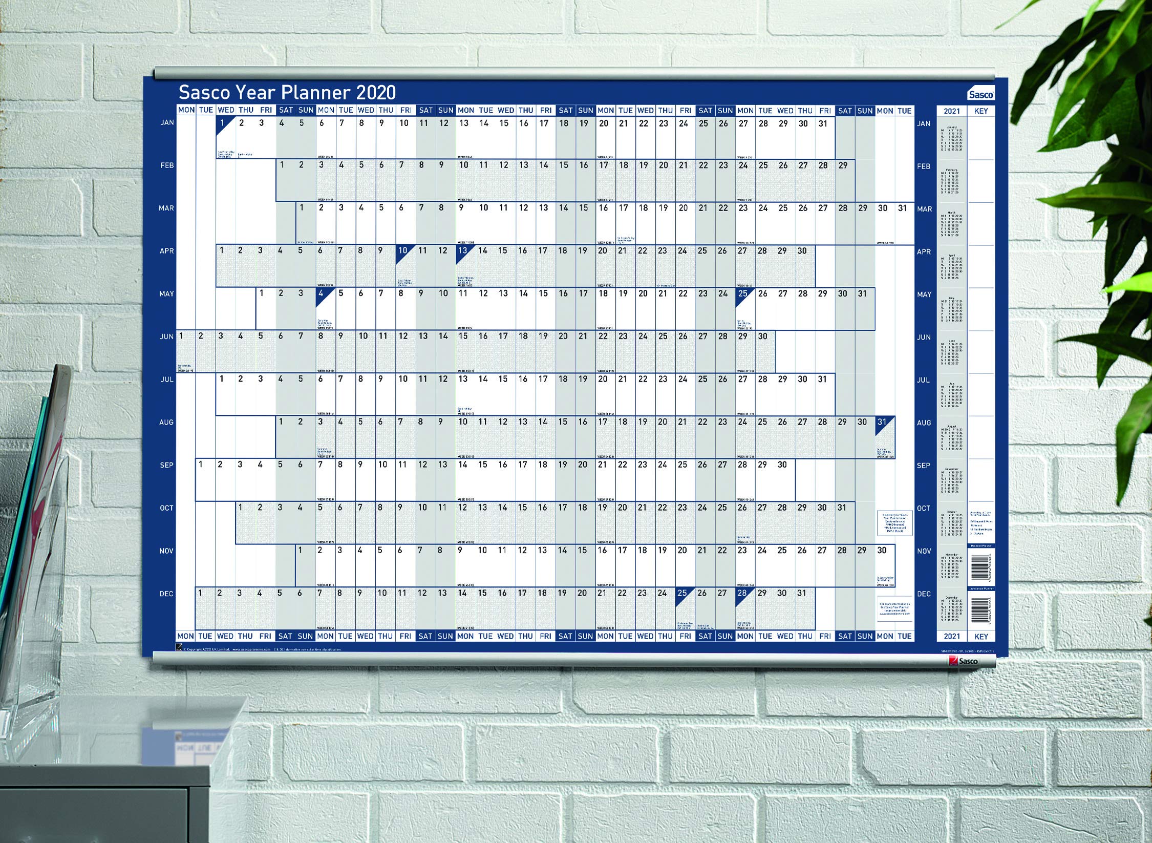 Sasco 12 Month Undated Magnetic A1 Wall Planner Kit with Magnetic Shapes and Date Strips (W855 x H630mm)