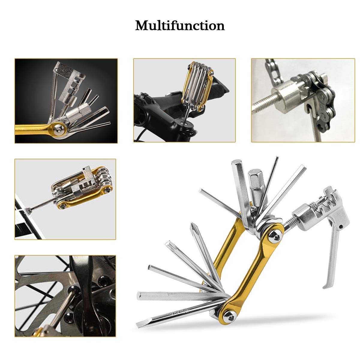 WAKAKA Outdoor Lightweight Durable Compact 11 in 1 Bicycle Multi Tool Sets Mountain Bike Cycling Multi Repair Perfect Tools for DIY Bicycle Project Accessories (Red)