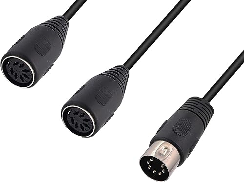zdyCGTime 7 Pin Din Splitter Cable,DIN 7-Pin Splitter Y Adapter MIDI Cable 7- Pin Plug Male to 2 DIN Female Jack Adapter Y Lead for Bang Olufsen Naim Quad Stereo Systems (30cm/1ft) (7pin)