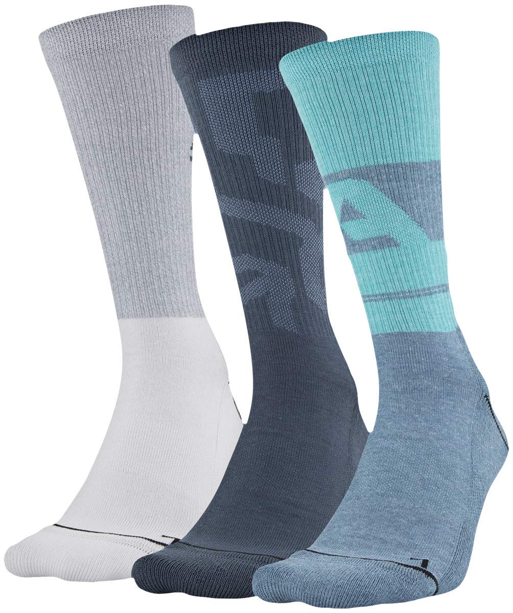 Under Armour Phenom Graphic Crew Socks, 3-pair, Outpost Green Assorted, Shoe Size: Mens 4-8, Womens 6-9