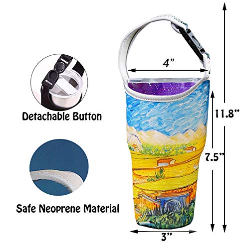 TuNan Tumbler 30oz Carrier Holder Pouch with Shoulder Strap, Fit for YETI, Rtic, Atlin, Ozark Trail, Rambler 30 oz Insulated Tumbler Coffee Cup, Neoprene Sleeve with Carrying Handle - 2 Styles