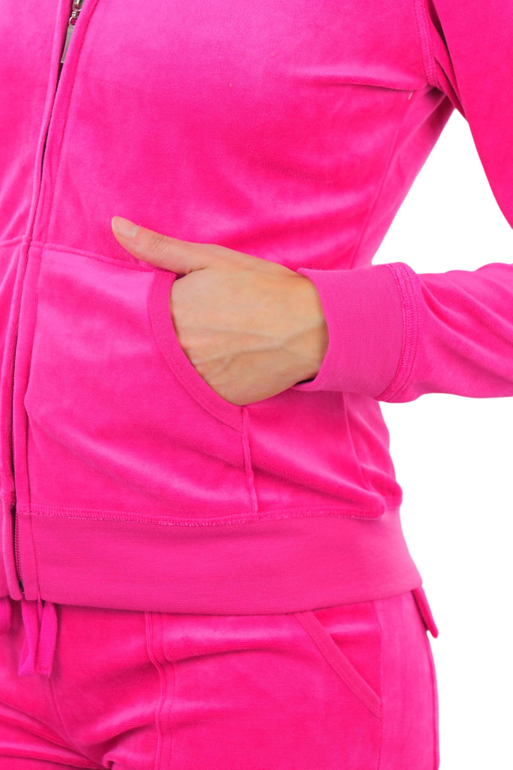 ToBeInStyle Women's Velour Tracksuit Jacket and Matching Pants - Fuchsia - 3X
