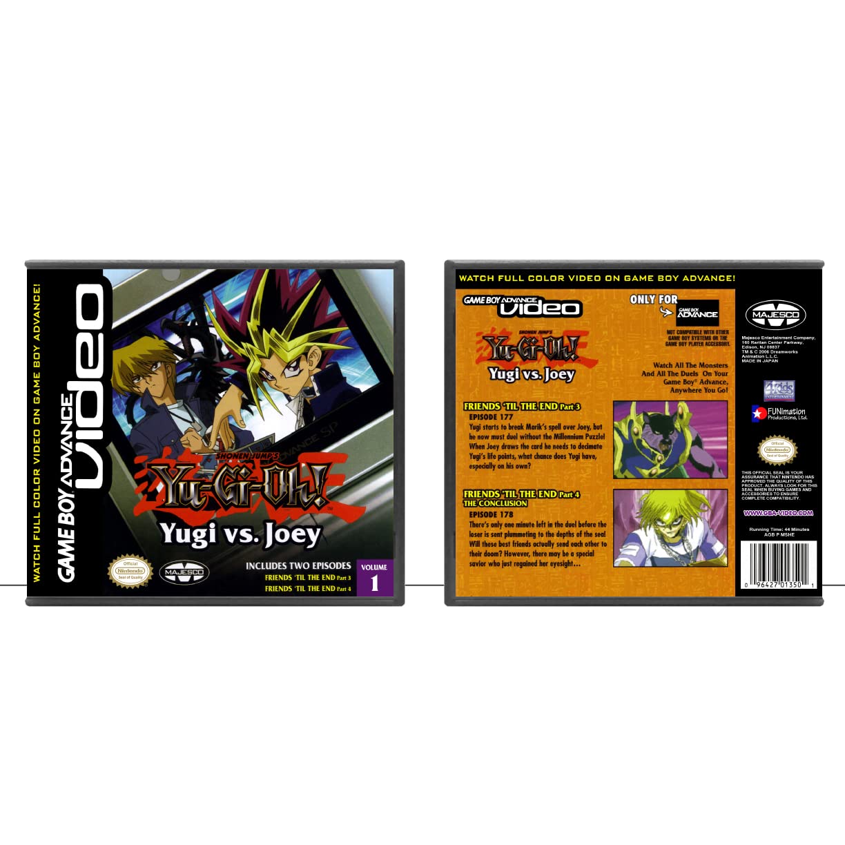Yu-Gi-Oh! Yugi vs. Joey Volume 1 | (GBAV) Game Boy Advance Video - Game Case Only - No Game