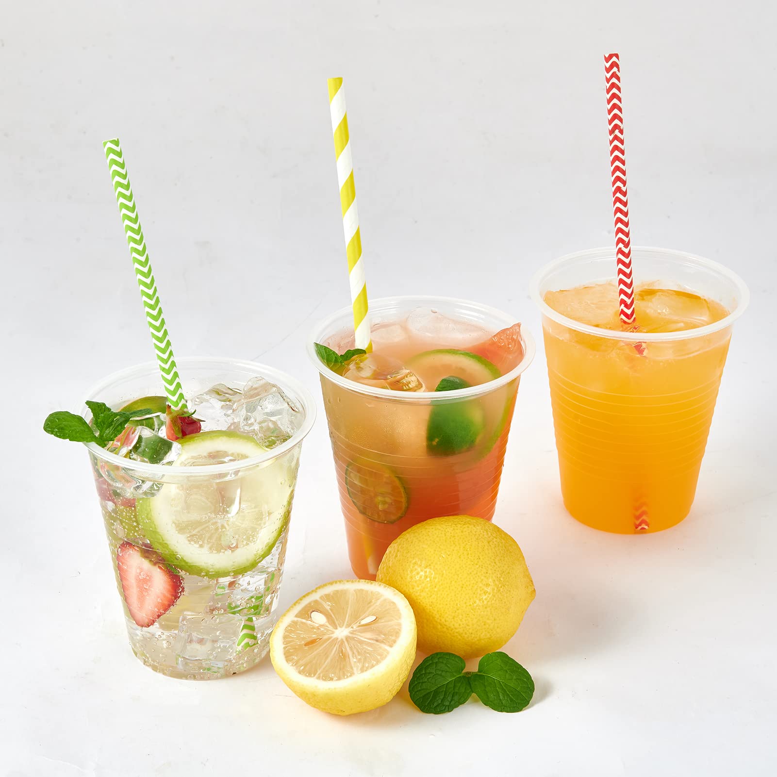 Turbo Bee 320 Pack 12oz Clear Plastic Cups,Disposable Drinking Cups,Transparent Hot and Cold Drink Container for Water, Juice, Soda, Milk