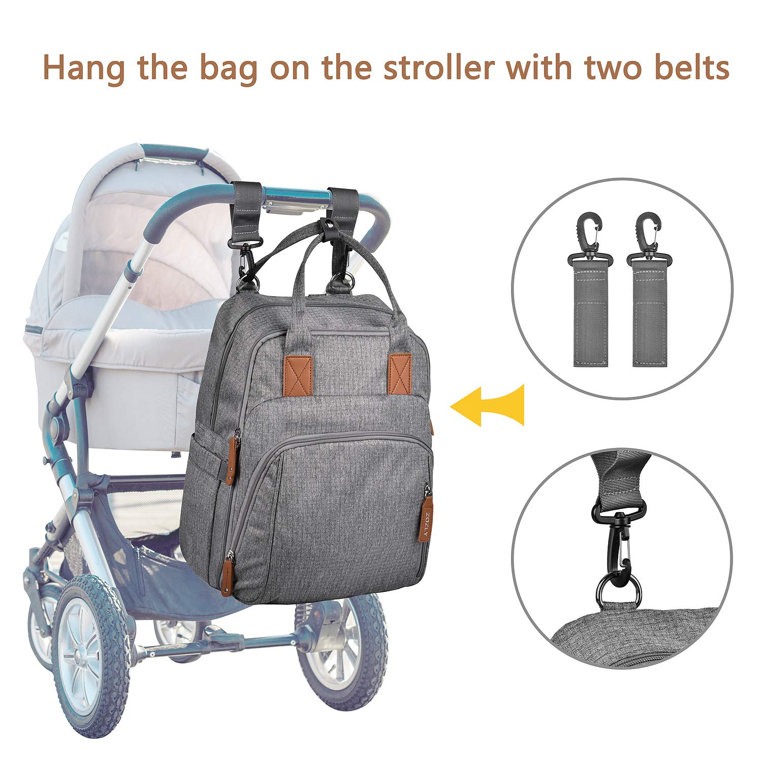 Zymise K-Musculo Large Diaper Bag Backpack, ZOZLY Travel Back Pack Baby Bag Nappy Changing Bags