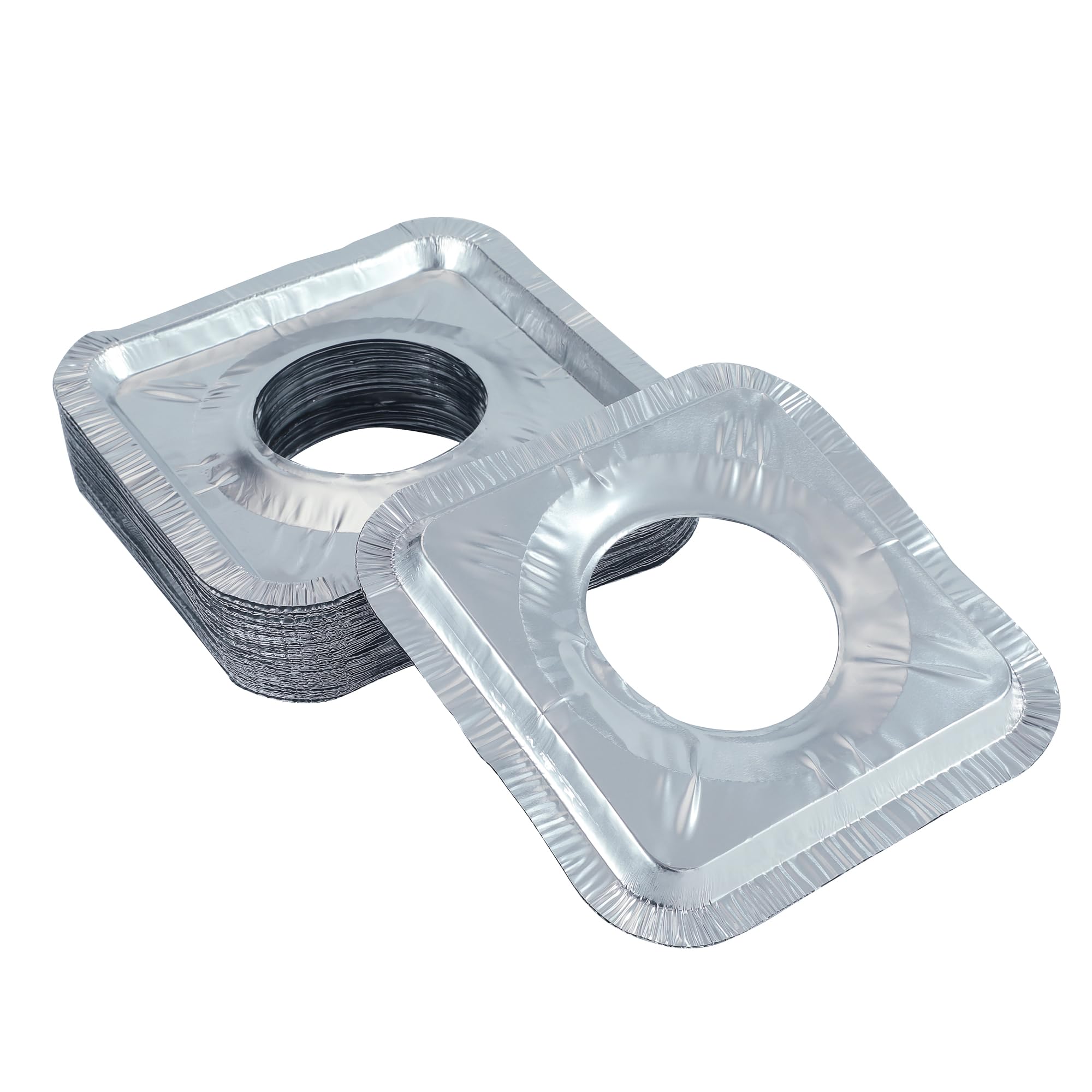 Waytiffer Gas Burner Liners (50 Pack) 8.5" Disposable Aluminum Foil Square Stove Burner Covers - Gas Range Protector Foil Liners to Catch Oil, Grease and Food Spills