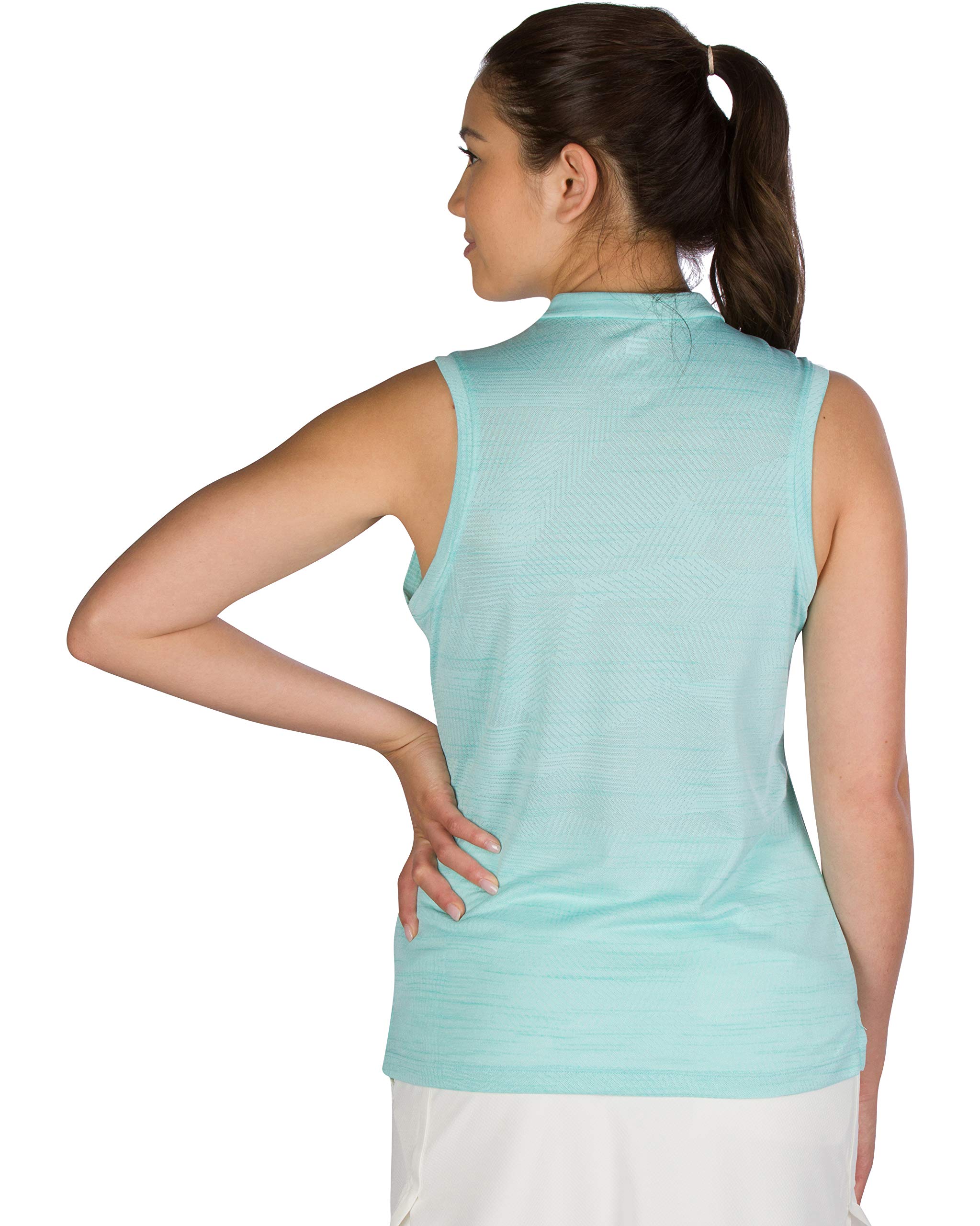 Three Sixty Six Women’s Collarless Golf Polo Shirt - Dry Fit, Breathable, Compression Golf Tops Aqua Blue