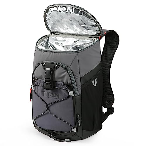Titan Deep Freeze Backpack Cooler - 24 Can Cooler Bag Insulation, Sharkskin Gray