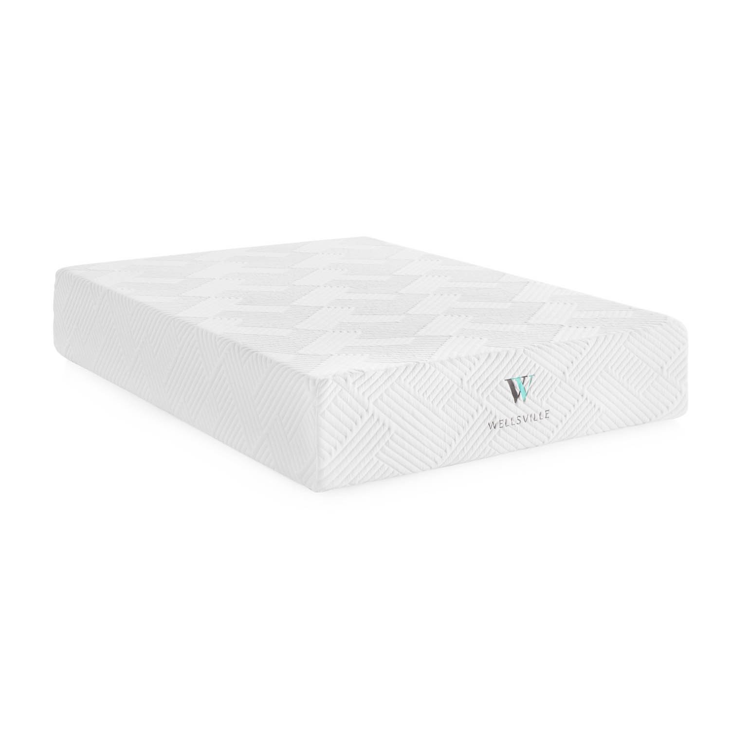 WELLSVILLE 14" Ventilated Luxury Gel Memory Foam Mattress - CertiPUR-US Certified, Twin XL, Grey/White