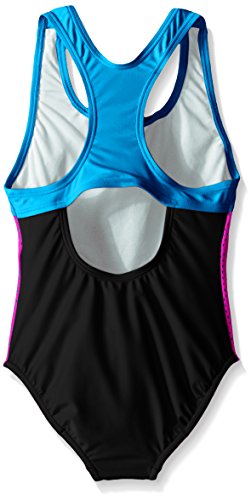 Speedo Girl's Swimsuit One Piece Mesh Splice Thick Strap Speedo Black, 14